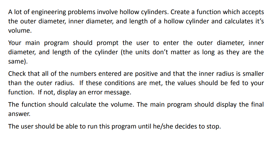 Solved A lot of engineering problems involve hollow | Chegg.com