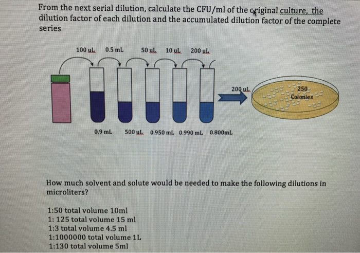 Solved From The Next Serial Dilution Calculate The Cfu Ml