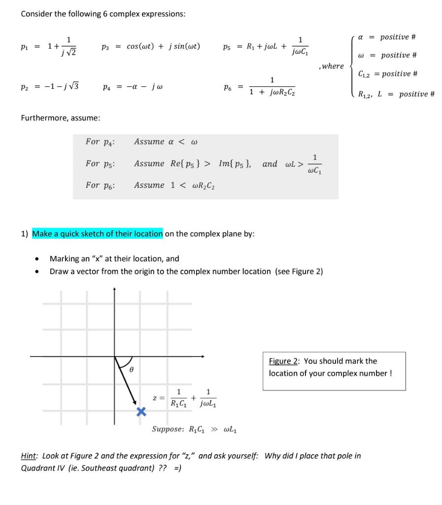 Solved Consider the following 6 complex expressions: | Chegg.com