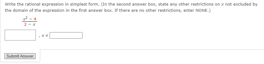 Solved Write the rational expression in simplest form. (In | Chegg.com