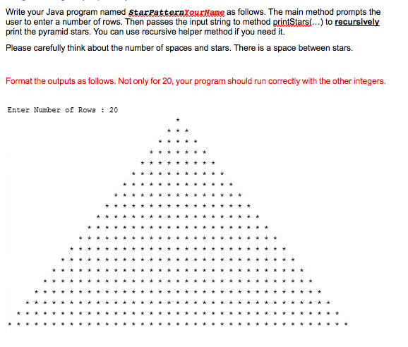 Solved Write your Java program named StarPatternXourname as | Chegg.com