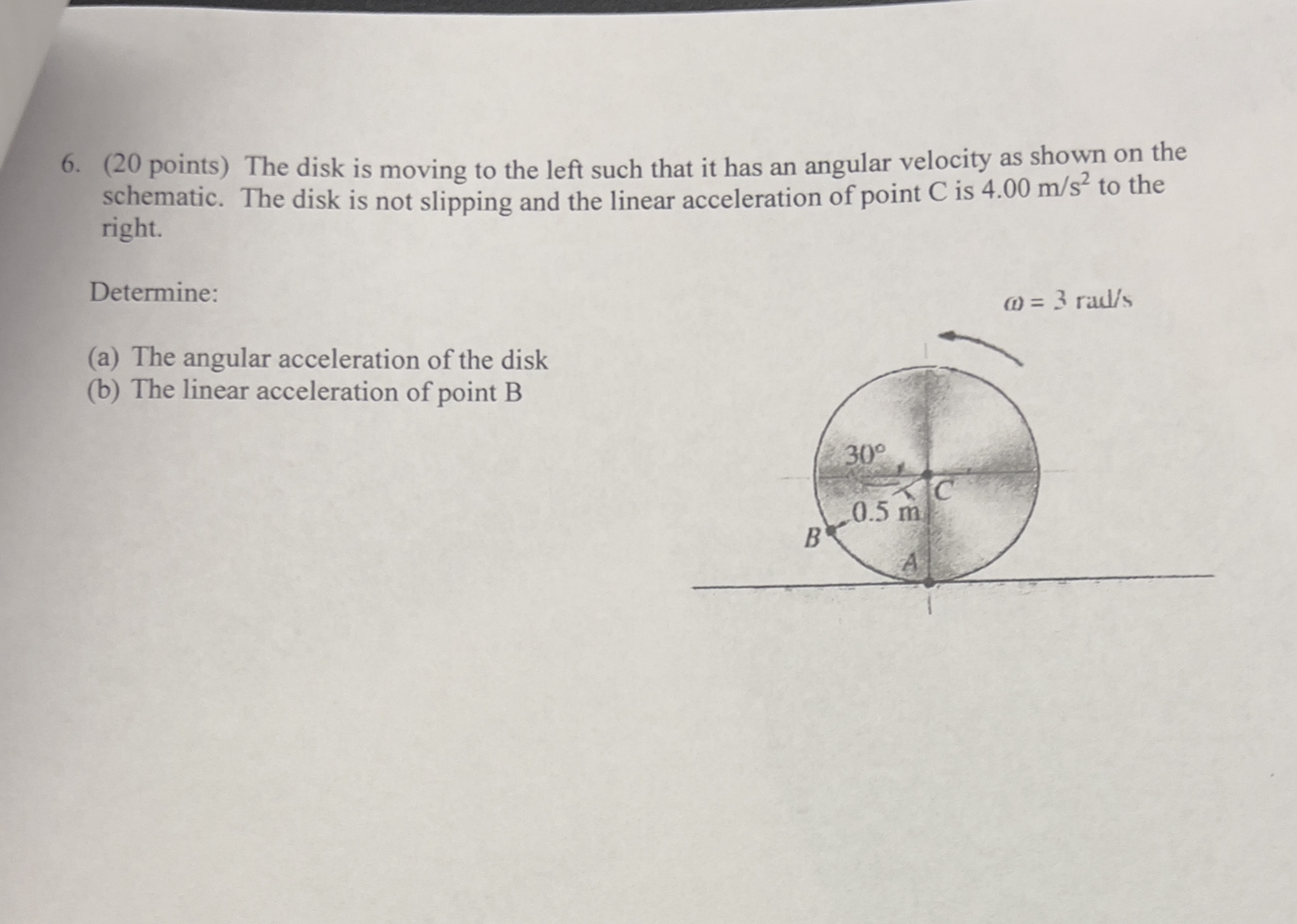 Solved 6. (20 points) The disk is moving to the left such | Chegg.com