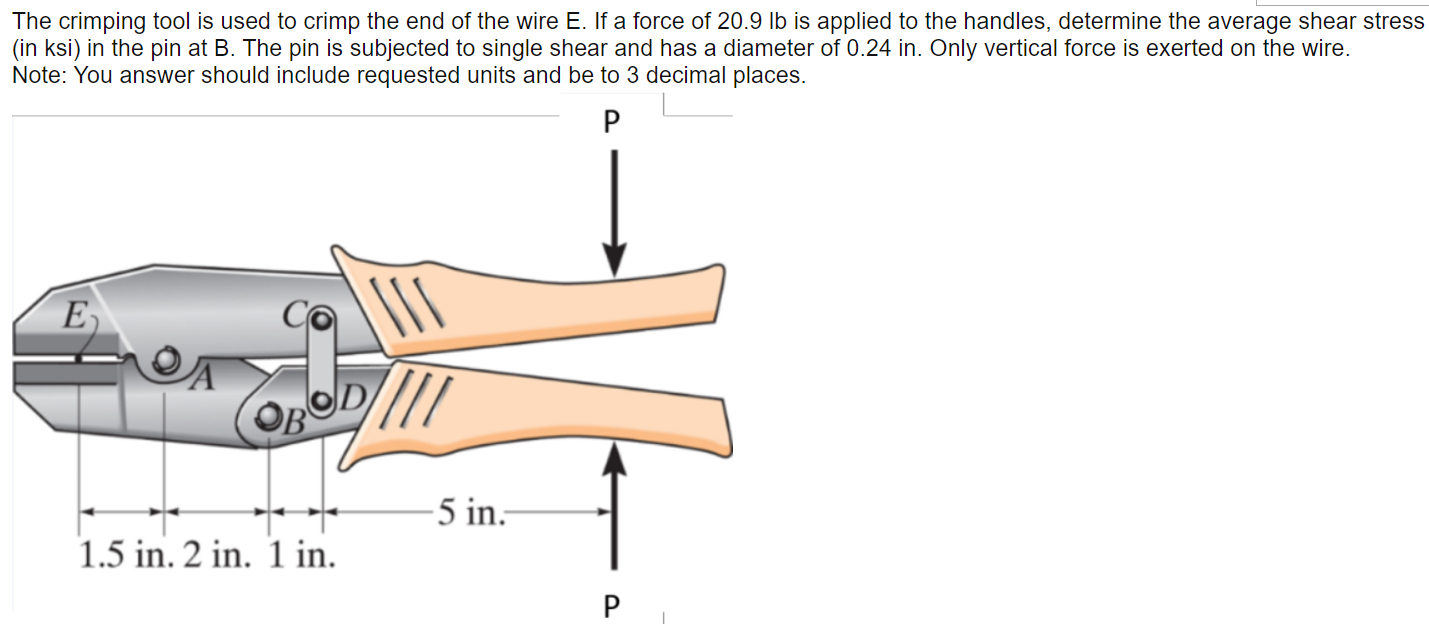 Solved The crimping tool is used to crimp the end of the | Chegg.com