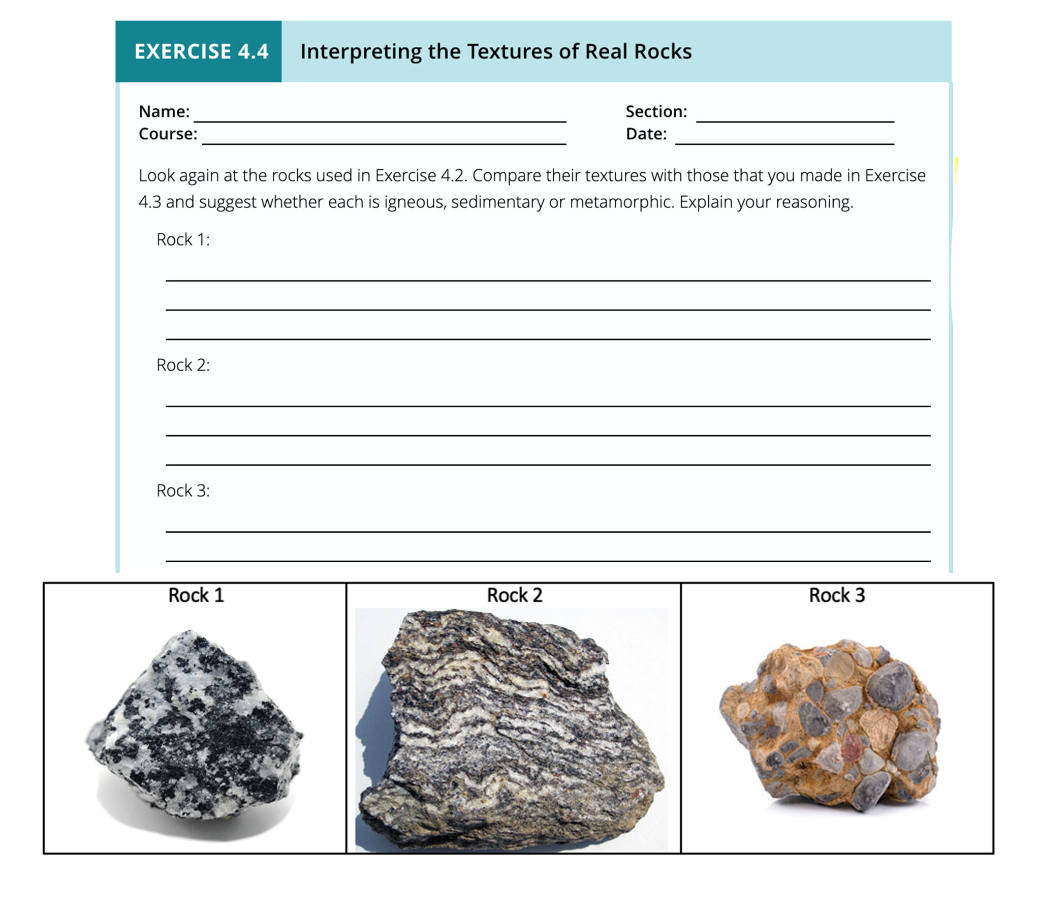 Solved EXERCISE 4.4 Interpreting the Textures of Real Rocks | Chegg.com