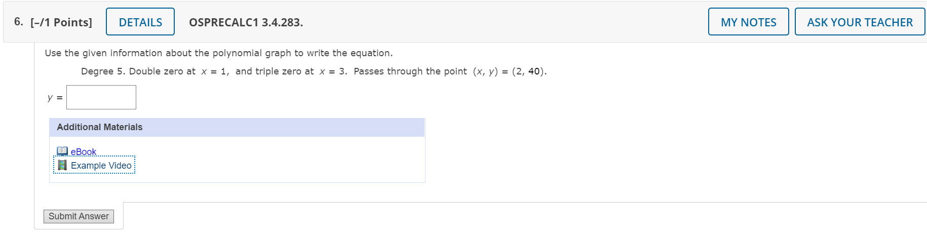 Solved 6. [-/1 Points] DETAILS OSPRECALC1 3.4.283. MY NOTES | Chegg.com