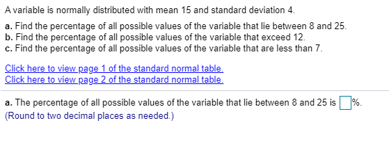 Solved A variable is normally distributed with mean 15 and | Chegg.com