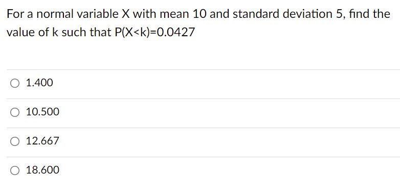 Solved For a normal variable X with mean 10 and standard | Chegg.com