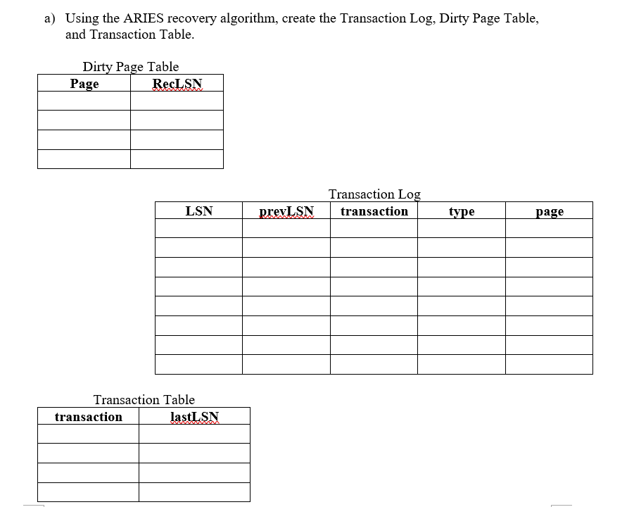 [Database System] : ARIES ALGORITHM Please help to | Chegg.com