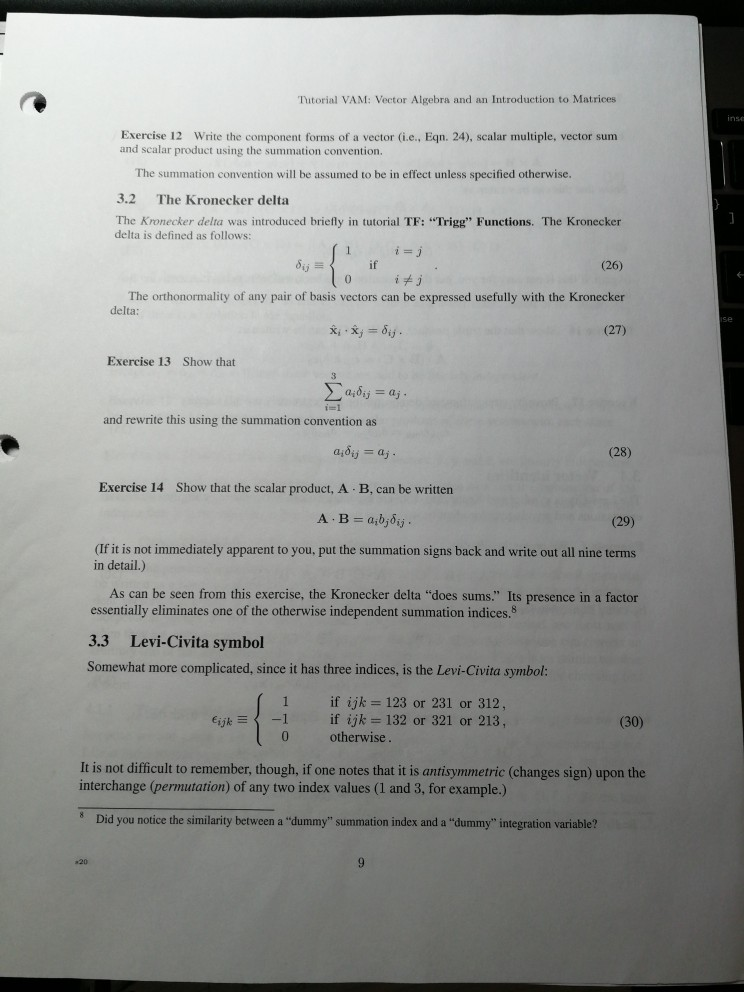 Solved Tutorial VAM: Vector Algebra and an Introduction to | Chegg.com