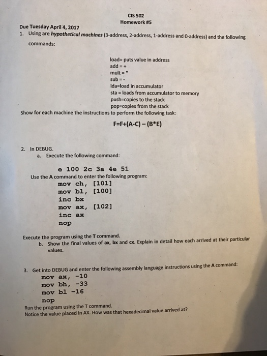 Solved Using are hypothetical machines (3-address. | Chegg.com