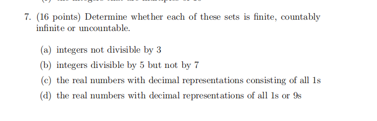 Solved 7. (16 points) Determine whether each of these sets | Chegg.com
