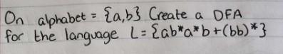 Solved On alphabet ={a,b} Create a DFA for the language | Chegg.com