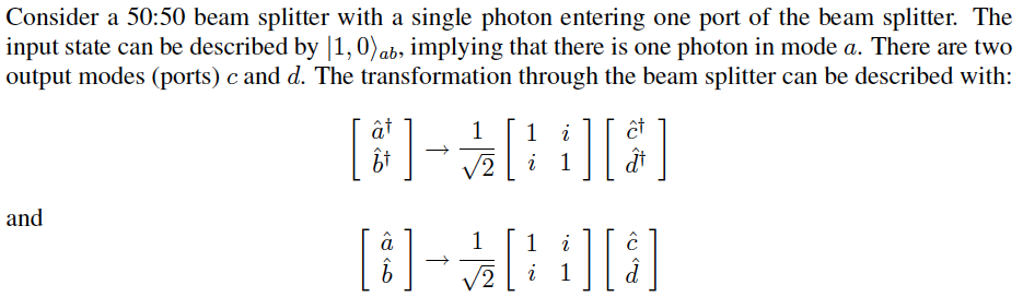 Solved Consider a 50:50 beam splitter with a single photon | Chegg.com