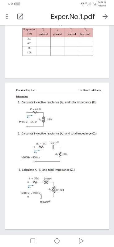 Solved 36 ZAN 10 Asiacell : Exper.No.1.pdf → Frequencies | Chegg.com