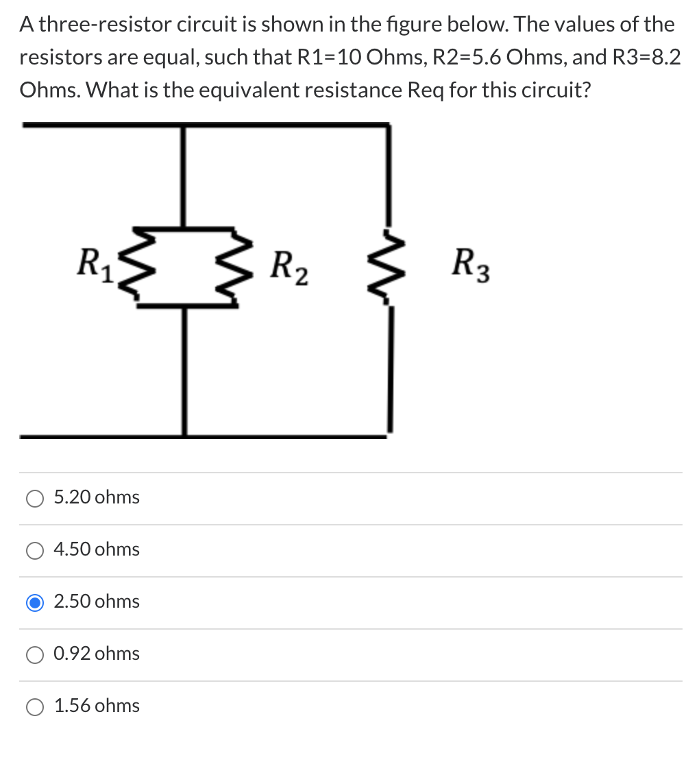 Solved A three-resistor circuit is shown in the figure | Chegg.com