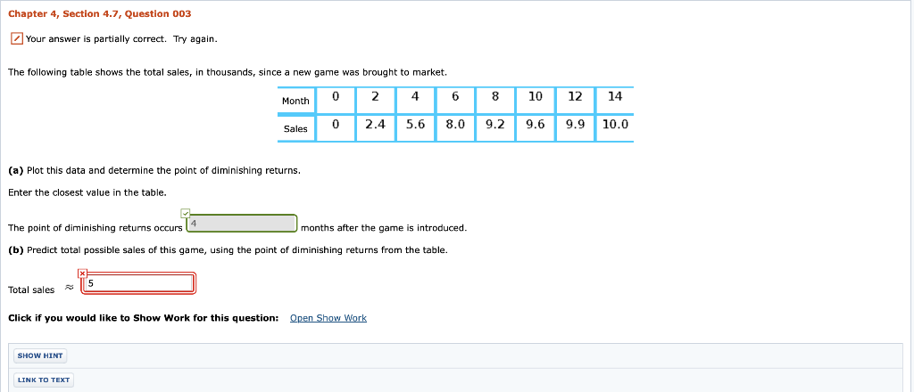 Solved Chapter 4, Section 4.7, Question 003 Your answer is | Chegg.com