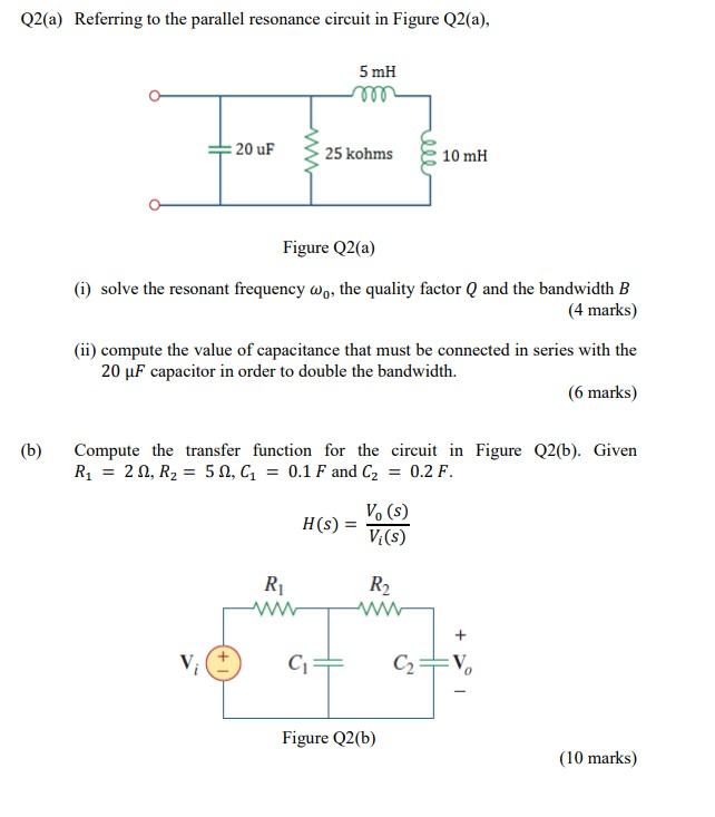 Solved Q2(a) Referring to the parallel resonance circuit in | Chegg.com