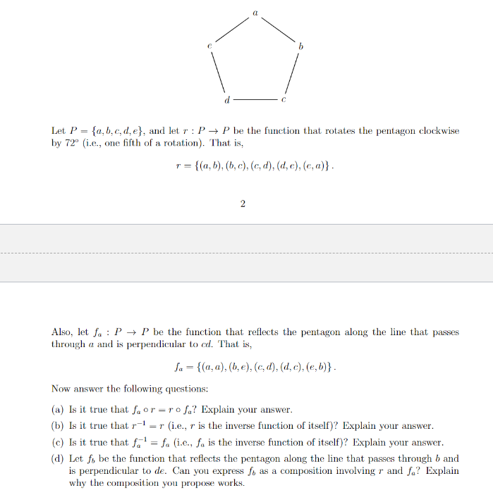 Solved Let P={a,b,c,d,e}, and let r:P→P be the function that | Chegg.com