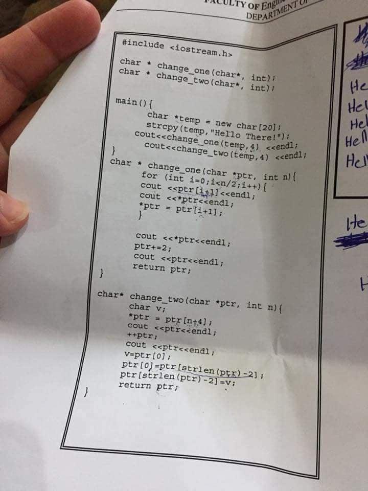 Solved OF Eng DEPARTMENT h #include char * change_one | Chegg.com