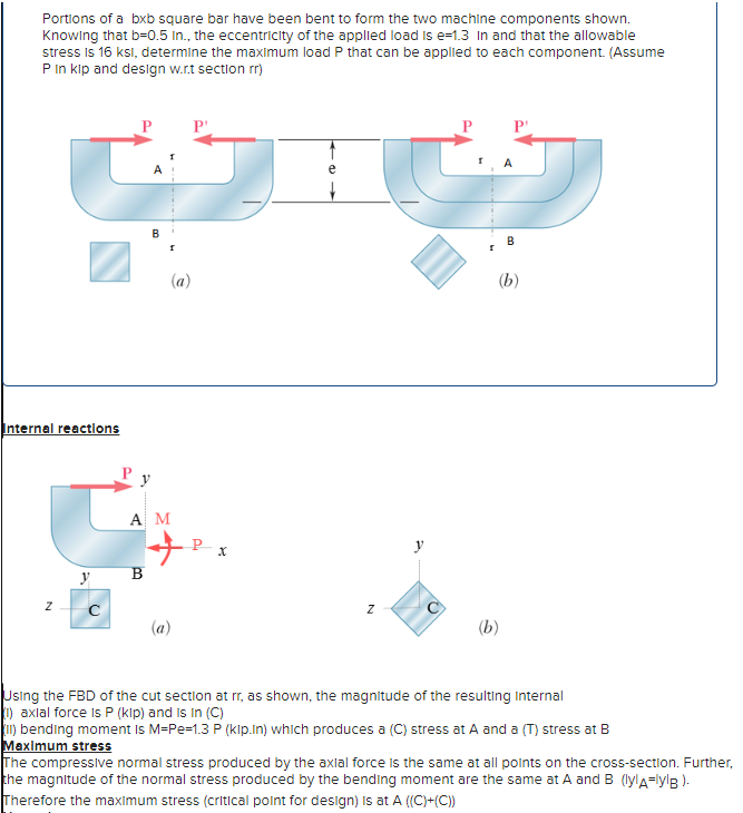 Solved Portions of a bxb square bar have been bent to form | Chegg.com