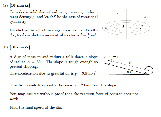 Solved (a) [10 marks] Consider a solid disc of radius a, | Chegg.com