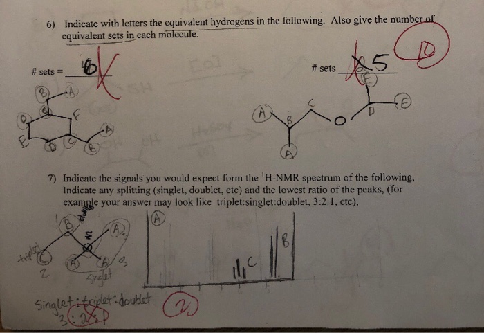 Solved 6) Indicate with letters the equivalent hydrogens in | Chegg.com