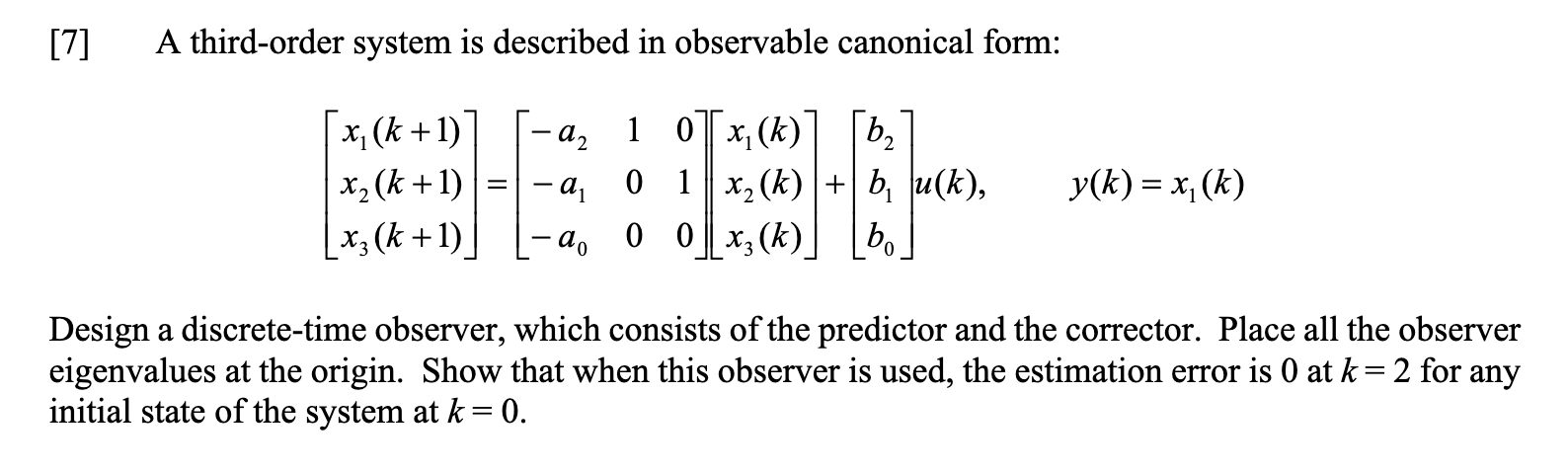 [7] A third-order system is described in observable | Chegg.com
