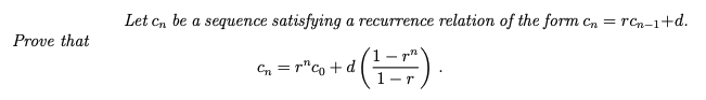 Solved Let cn be a sequence satisfying a recurrence relation | Chegg.com