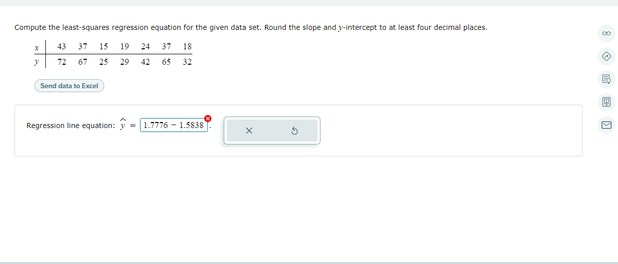 Solved Compute the least-squares regression equation for the | Chegg.com
