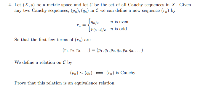 Solved 4. Let (X,ρ) be a metric space and let C be the set | Chegg.com
