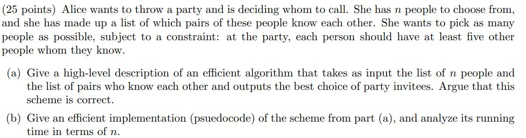 Solved (25 points) Alice wants to throw a party and is | Chegg.com