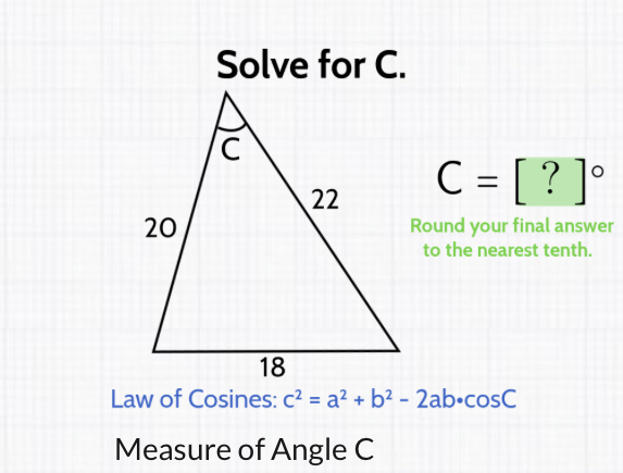 Solved Solve for C.C=[?]°Law of Cosines: | Chegg.com
