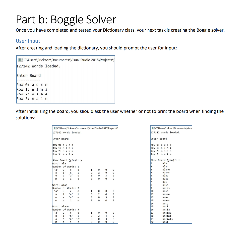 Boggle Solver Credit Todd Feldman for the original | Chegg.com