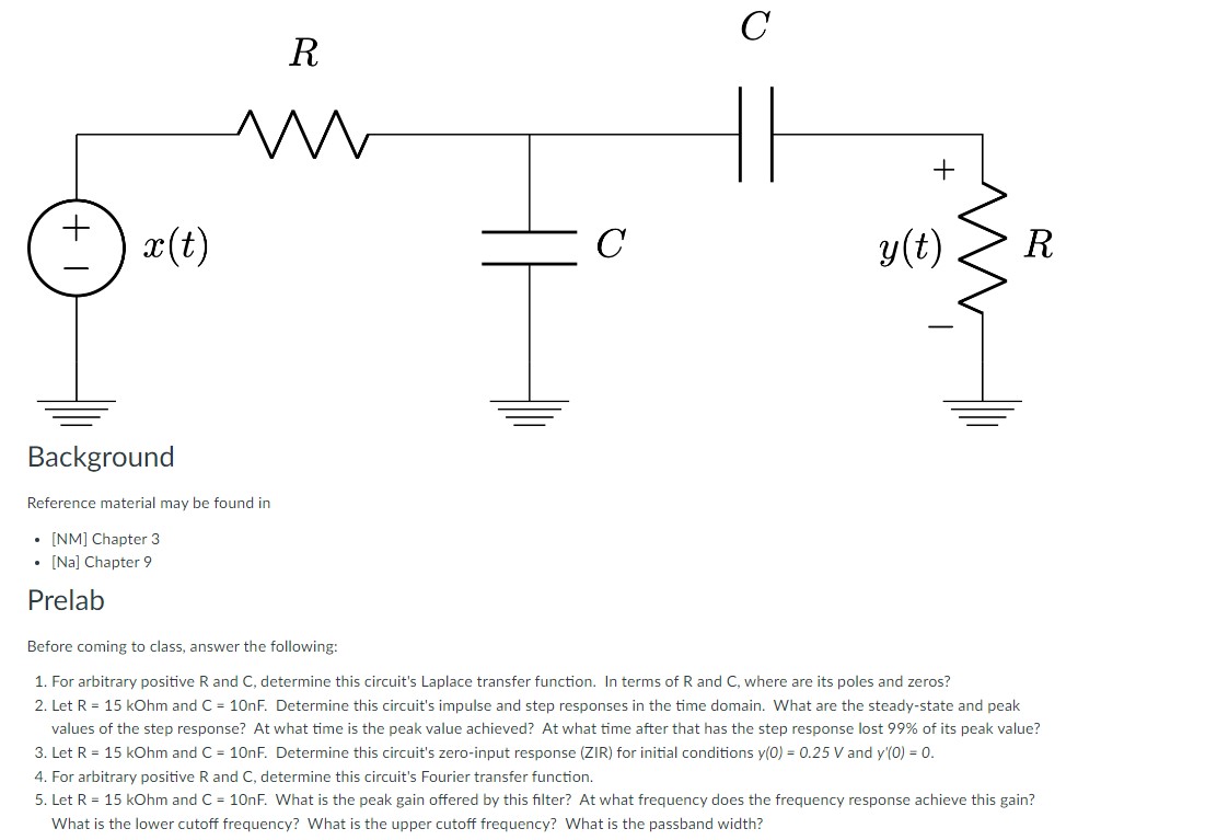 Solved For arbitrary positive R ﻿and C, ﻿determine this | Chegg.com