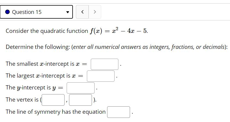 Solved Question 15 Consider the quadratic function f(x) | Chegg.com