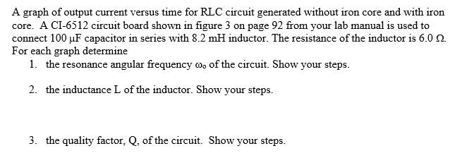 Solved A graph of output current versus time for RLC circuit | Chegg.com