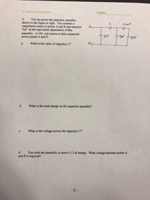 Solved You are given the capacitor assembly shown in the | Chegg.com