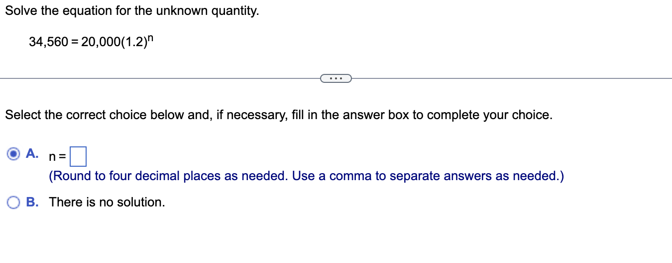 Solved Solve the equation for the unknown | Chegg.com
