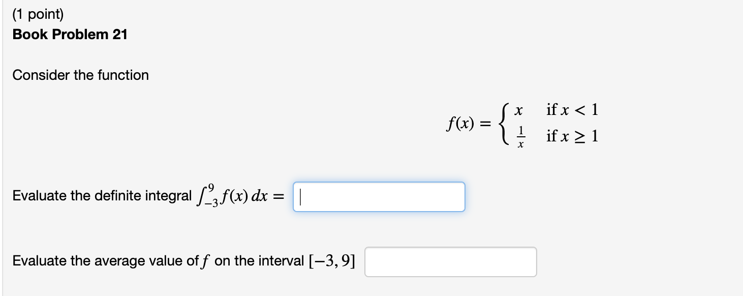 Solved (1 point) Book Problem 21 Consider the function | Chegg.com