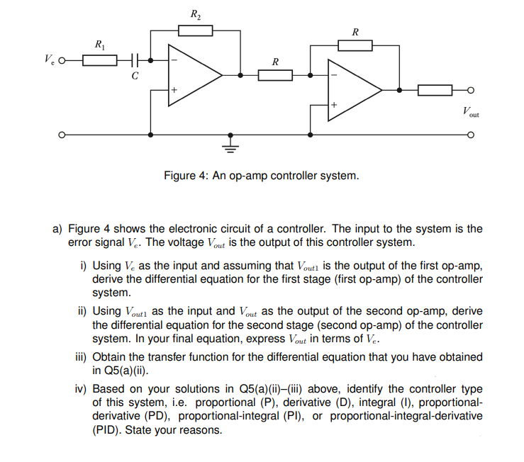 Figure 4: An op-amp controller system.a) ﻿Figure 4 | Chegg.com