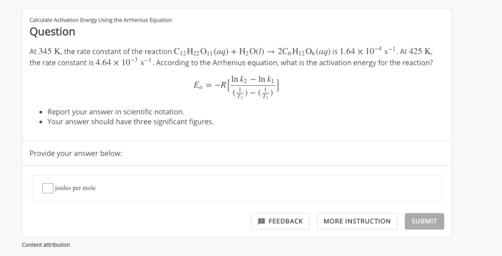 Solved Calculate Activation Energy Using the Arrhenius | Chegg.com