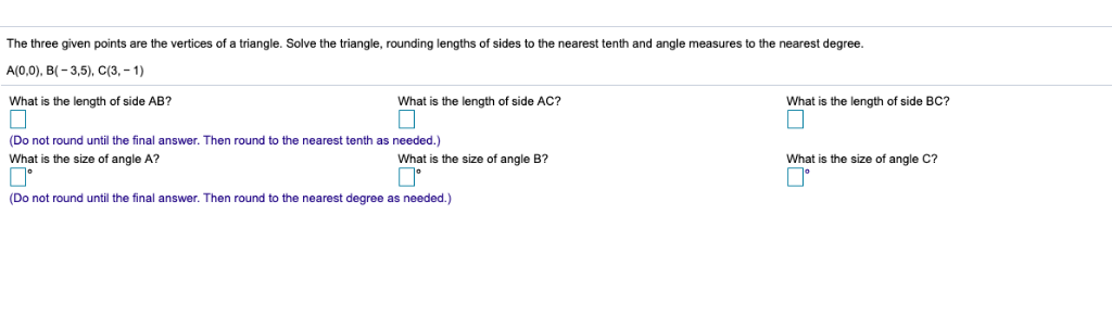 Solved The three given points are the vertices of a | Chegg.com