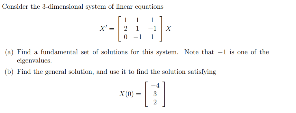 Solved Consider the 3-dimensional system of linear equations | Chegg.com