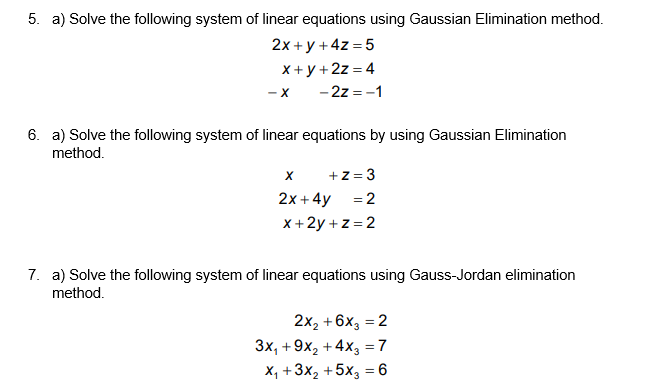 Solved 5. a) Solve the following system of linear equations | Chegg.com