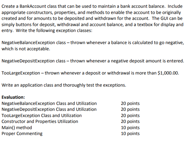 Solved Create a BankAccount class that can be used to | Chegg.com