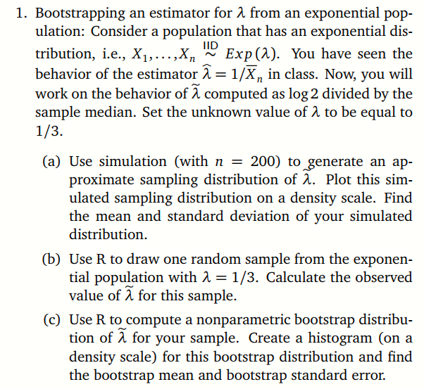 1. Bootstrapping an estimator for a from an | Chegg.com