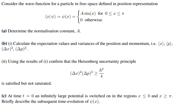 Solved Consider the wave-function for a particle in | Chegg.com