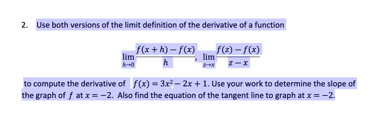 Solved Use both versions of the limit definition of the | Chegg.com