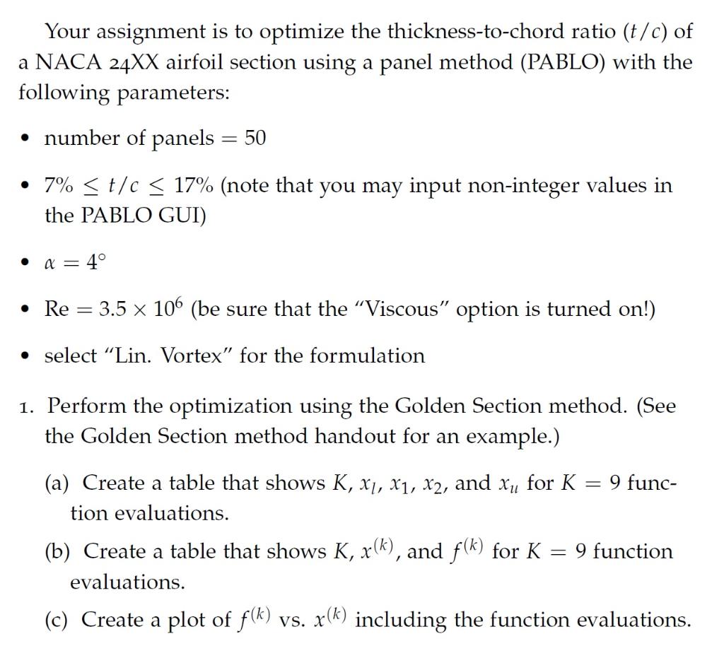 Solved Your assignment is to optimize the thickness-to-chord | Chegg.com