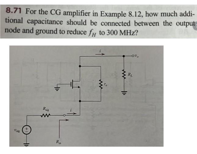 Solved 8.71 For the CG amplifier in Example 8.12, how much | Chegg.com